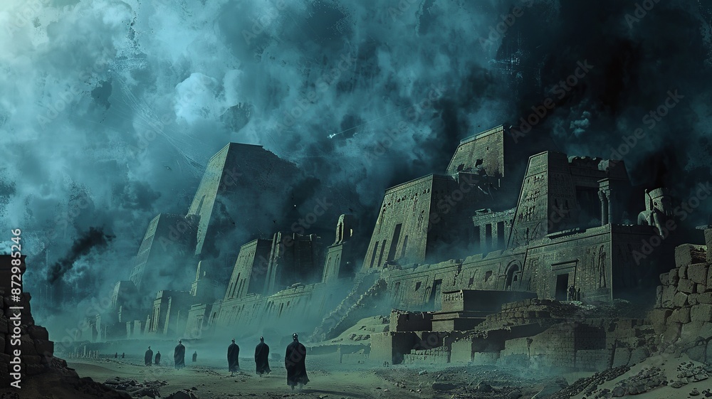 Explore an artistic representation of the biblical plague of darkness ...