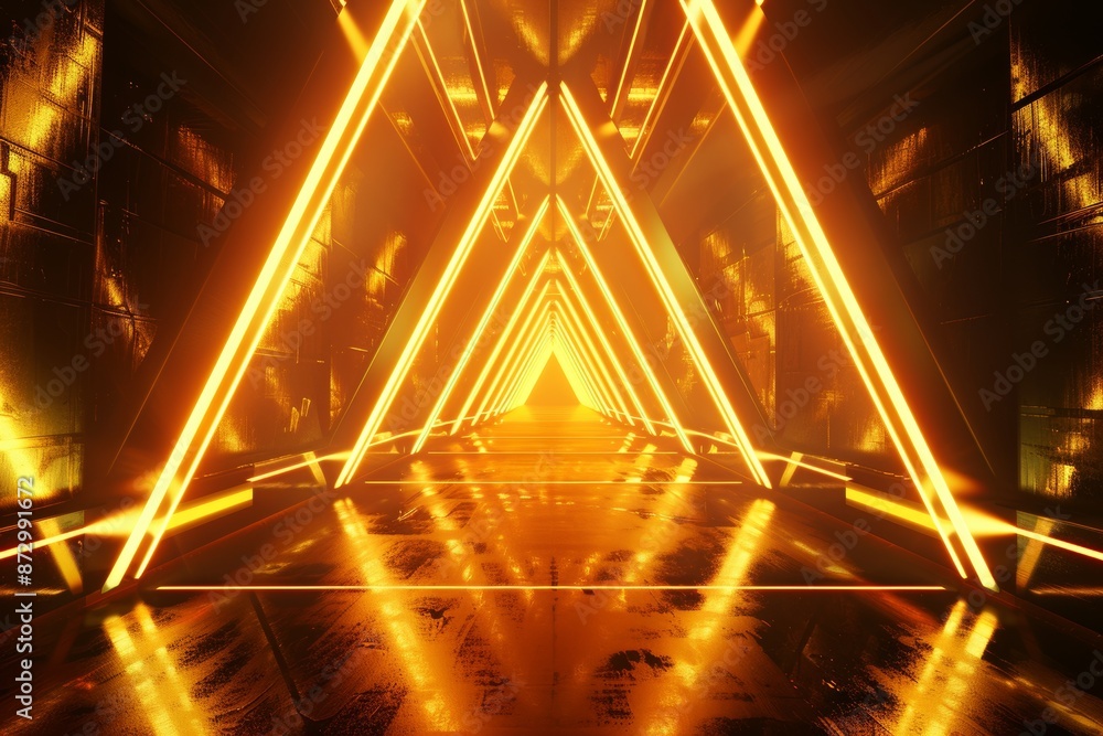 A neon light abstract background. Sepia tones neon glowing lights on a ...