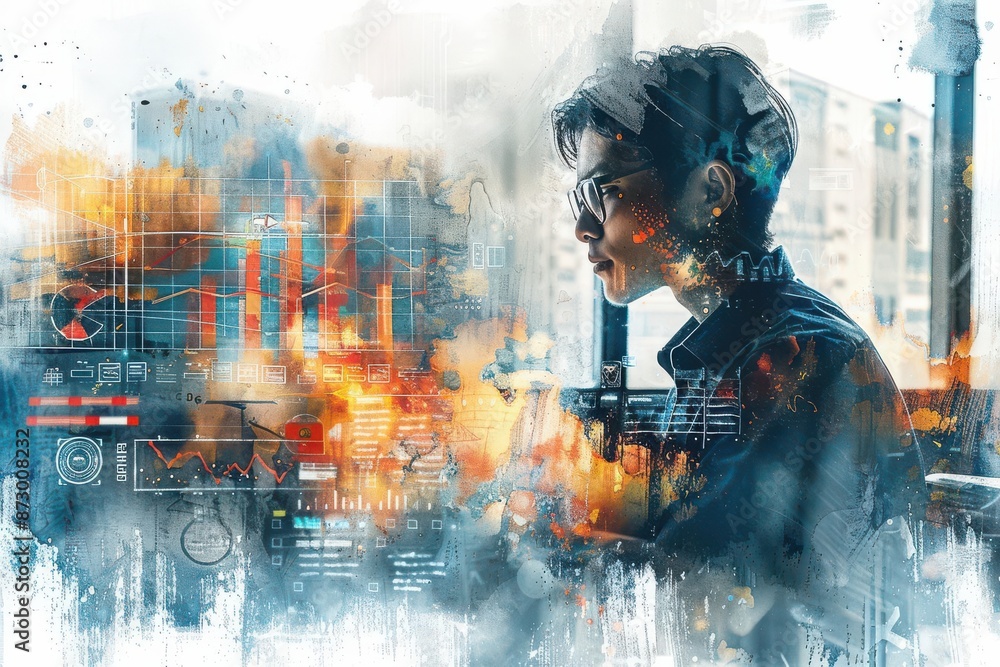 Businessman using AI robot, automated data system, generating KPI ...