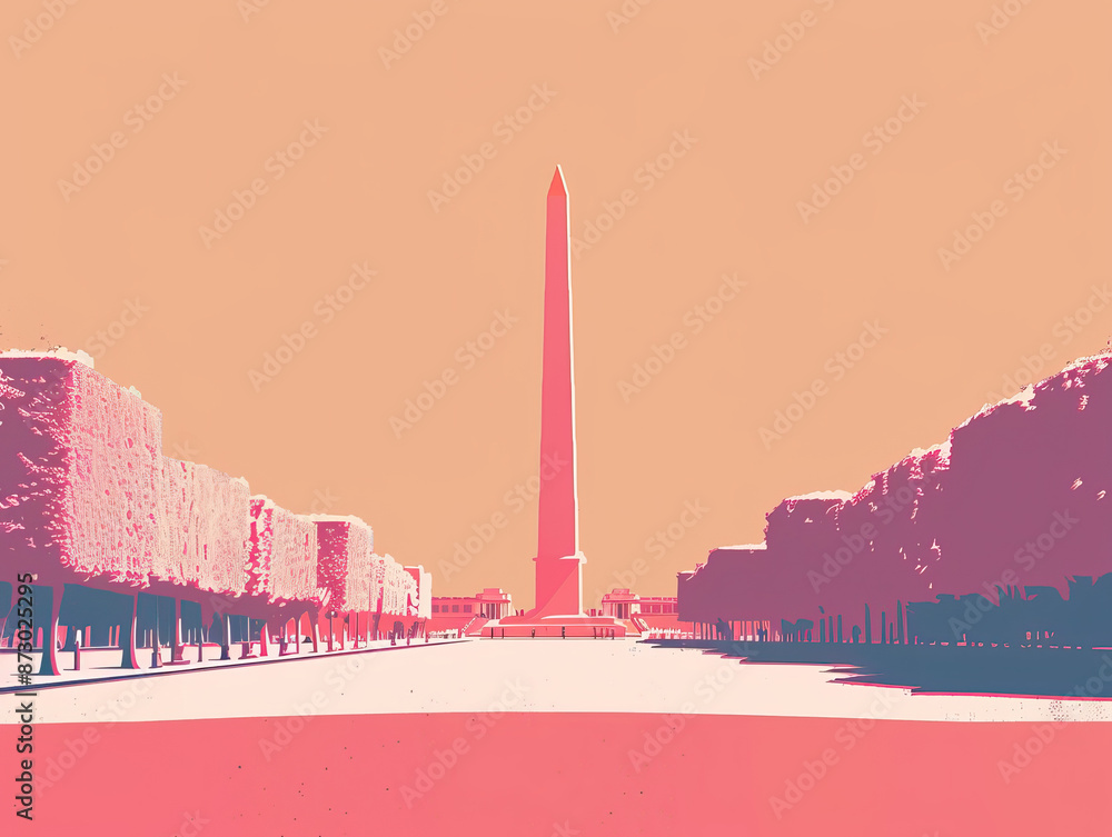 Risograph riso print travel poster, card, wallpaper banner illustration ...