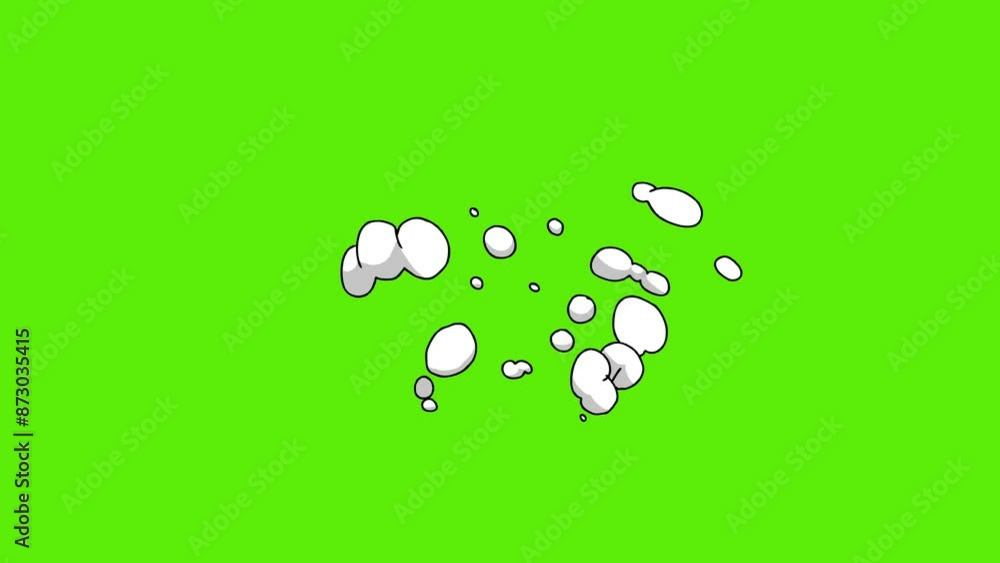 Smoke Animation Set in Hand-Drawn cartoon style on green screen ...