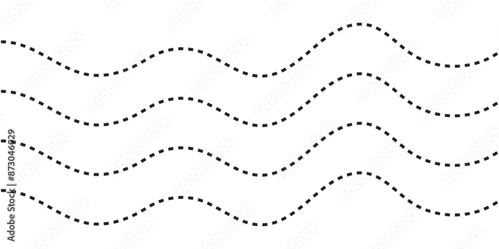 Wavy line, curved dotted line, Path travel dotted line trip dashed ...