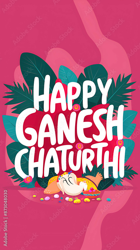 Happy Ganesh Chaturthi, Celebration, illustration of Lord Ganesha, Text ...