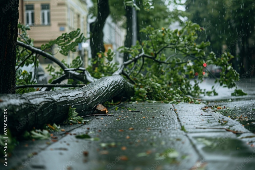 Heavy rain and bad weather conditions led to an uprooted tree falling ...