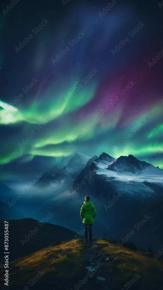 Beautiful Northern Lights Animation. Green Lights Aurora Borealis in ...