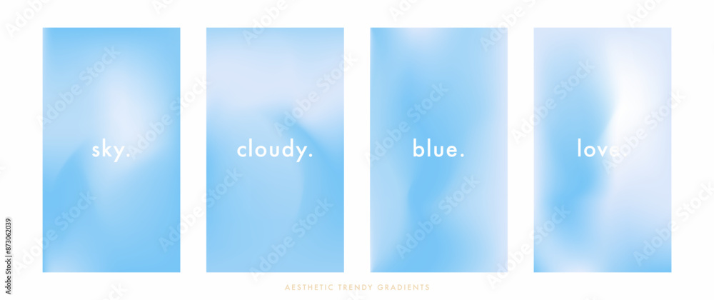 Blue sky stories set. Summer season blue pastel colored vertical vector ...