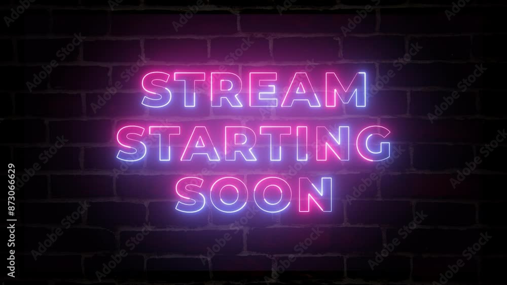 Stream starting soon neon text animation suitable for video live ...