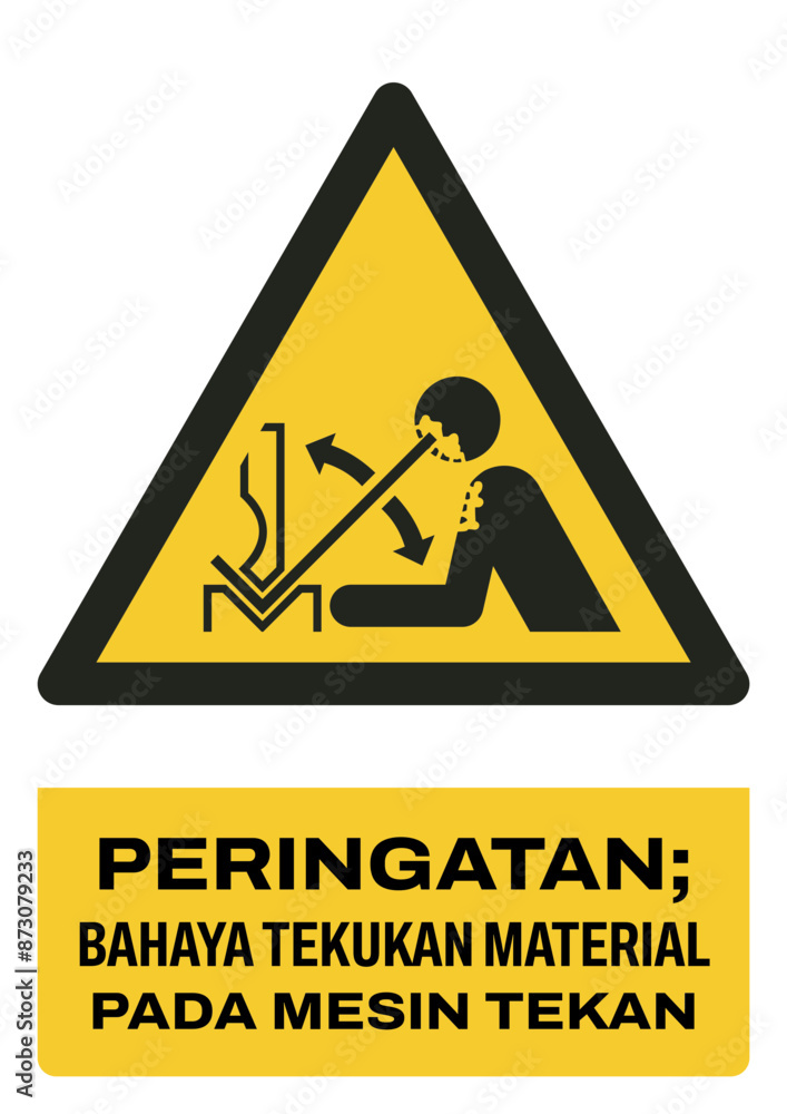 ISO warning safety signs in indonesian_peringatan; bahaya tekukan ...
