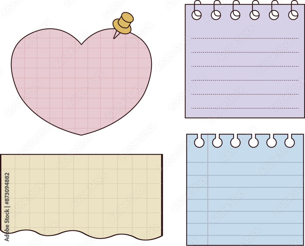 Cute paper notes for the daily planner, hand-drawn notebook sheets ...