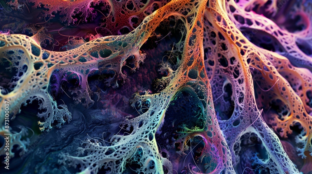 A psychedelic vintage-style cross-section of plant roots and soil, with ...