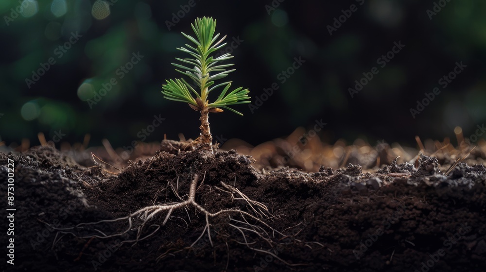 Foto de A hyper-detailed photo of a young pine tree sprout in full ...
