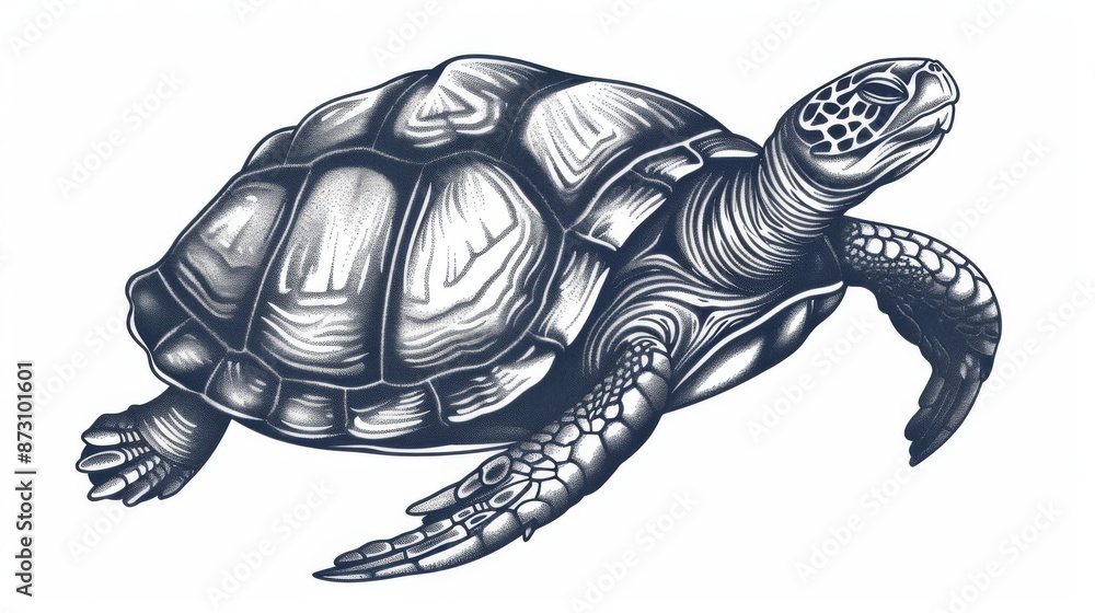 The endangered Chelonia mydas turtle was isolated as a monochrome ...