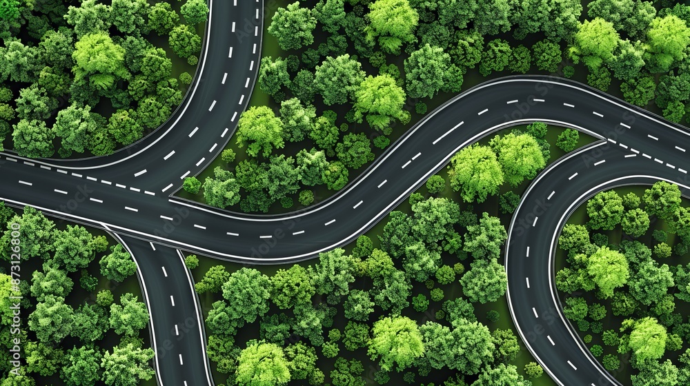 curved highways and roads made of asphalt. Icon set of a roadway ...