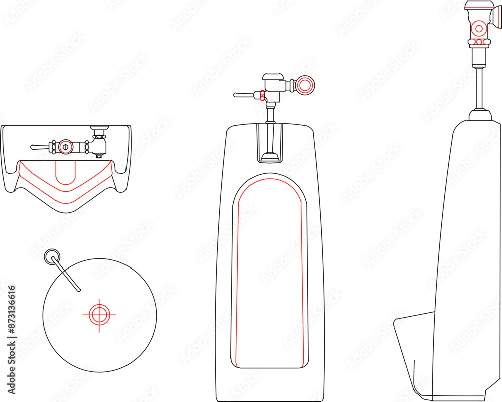 Vector silhouette illustration sketch drawing design detail Sanitary ...