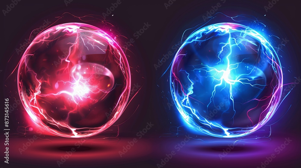 Magic light orb is a fire and lightning-filled game energy sphere. Set ...