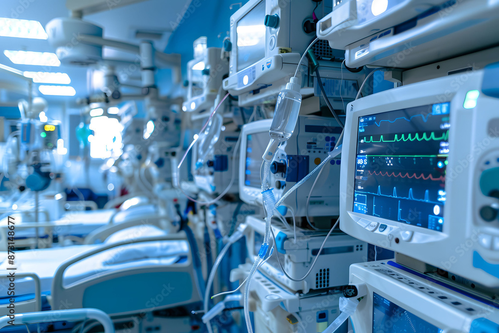 Hospital Scenes with Essential Medical Devices. Advanced Healthcare ...