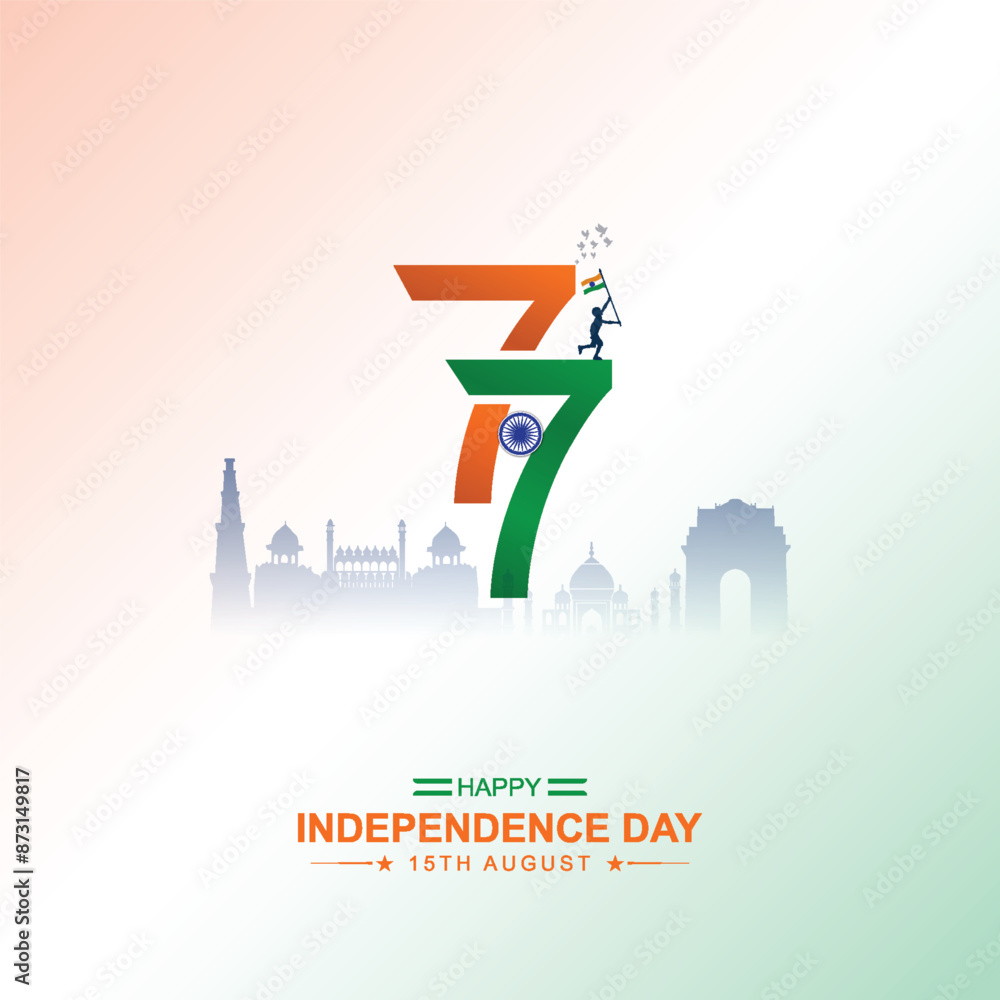 Happy Indian Independence Day - Silhouette Man Holding Flag ...