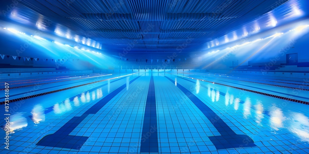 Topdown view of an Olympic swimming pool with lanes and diving area ...