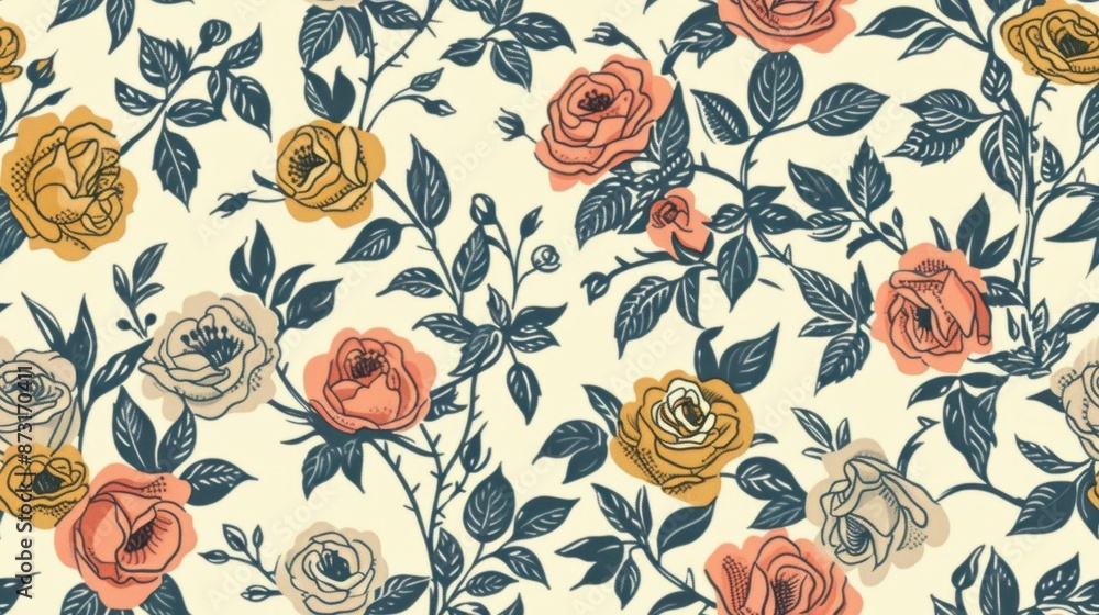 Seamless Tileable Vintage Rose Texture Pattern - High-Resolution Roses ...
