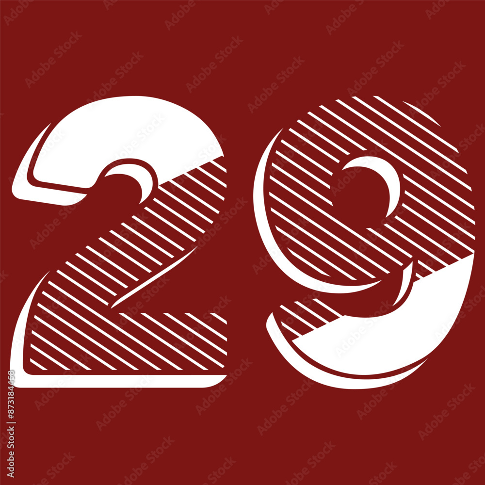 29,Classic Vintage Sport Jersey Number, Uniform numbers in black as fat ...