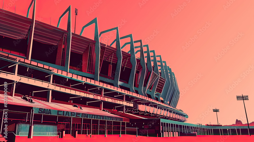 Risograph riso print travel poster, card, wallpaper banner illustration ...