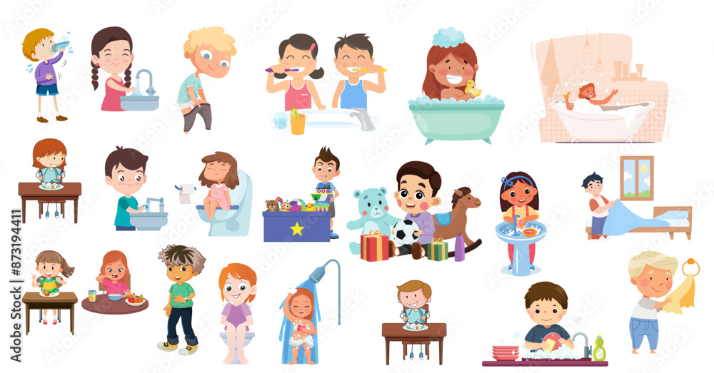 PNG transparent vector illustration. children's daily schedule and ...