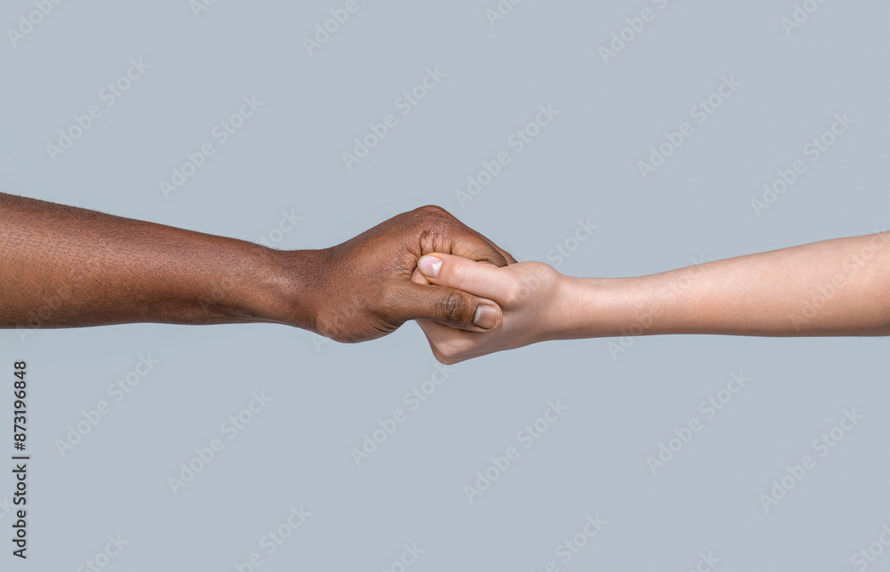 Woman and african woman hand. Helping hand, Rescue, multiathnic people ...