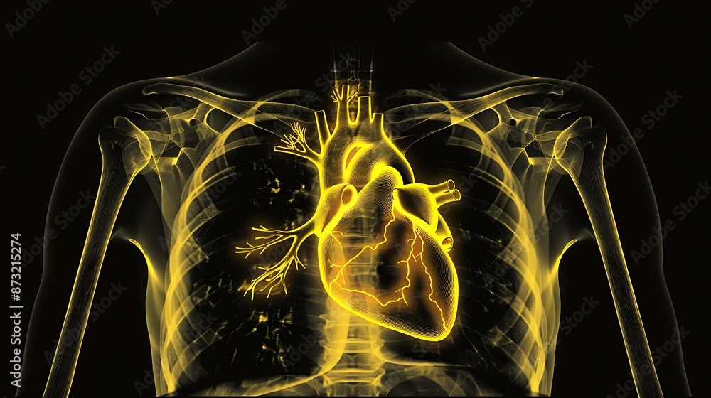 Radiographic Visualization of Arrhythmia in Heart X-ray with Yellow ...