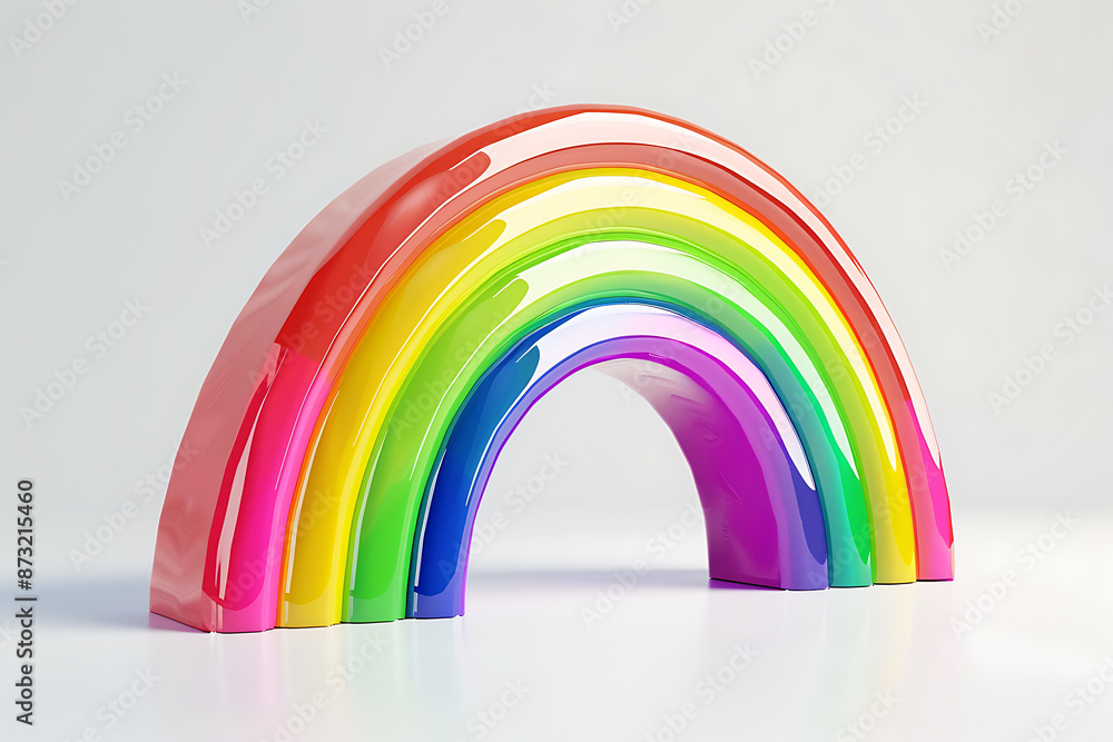 Cartoon rainbow rendered on a white background, featuring bright and ...