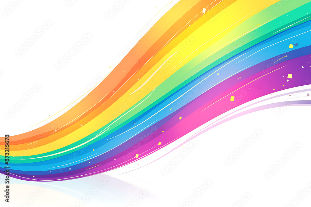 Cartoon rainbow rendered on a white background, featuring bright and ...