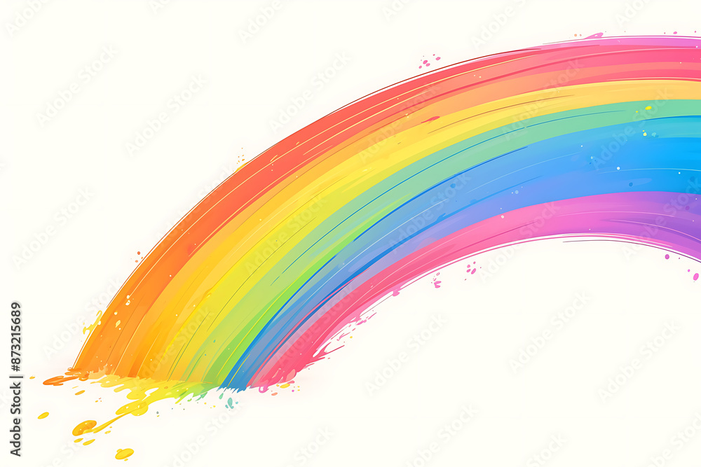 Cartoon rainbow rendered on a white background, featuring bright and ...
