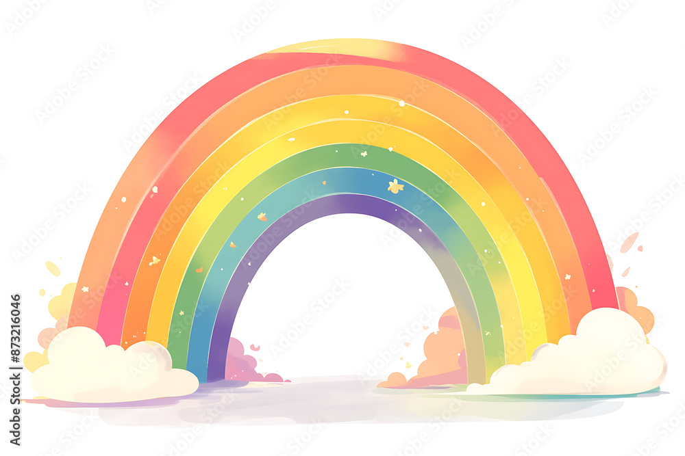 Cartoon rainbow rendered on a white background, featuring bright and ...