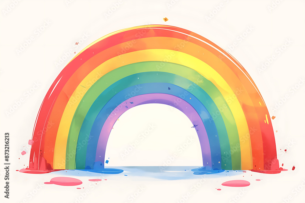 Cartoon rainbow rendered on a white background, featuring bright and ...
