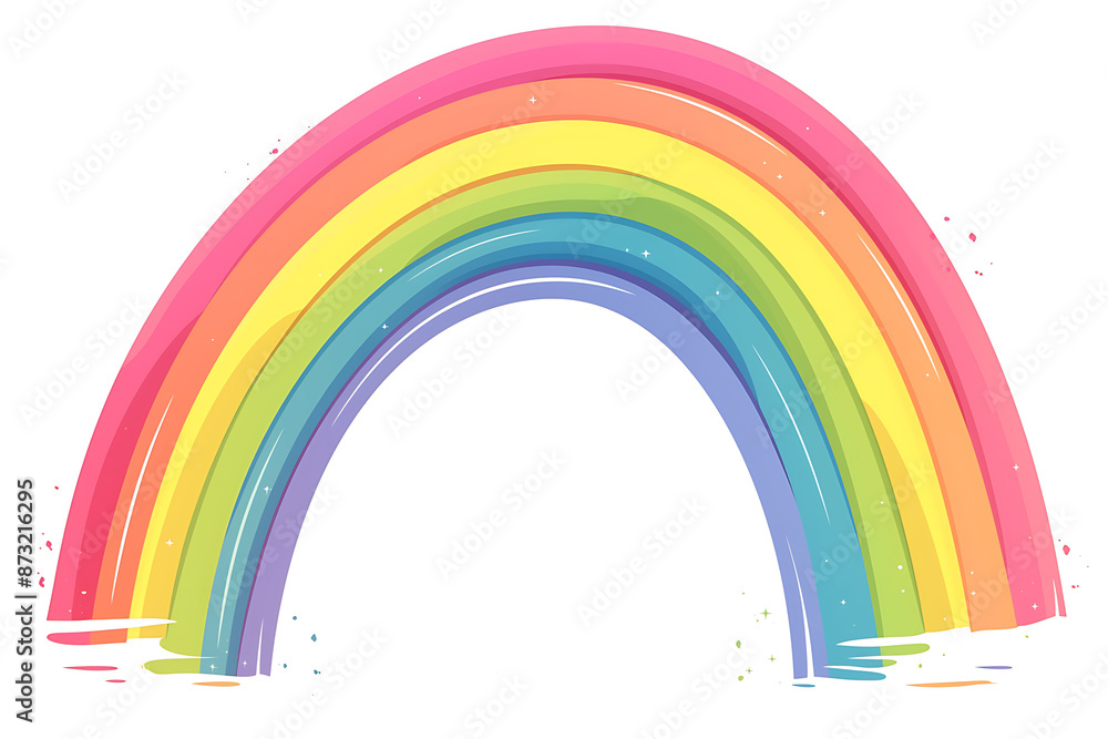 Cartoon rainbow rendered on a white background, featuring bright and ...