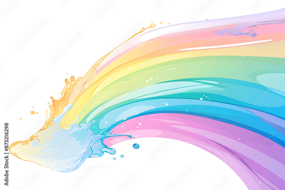 Cartoon rainbow rendered on a white background, featuring bright and ...