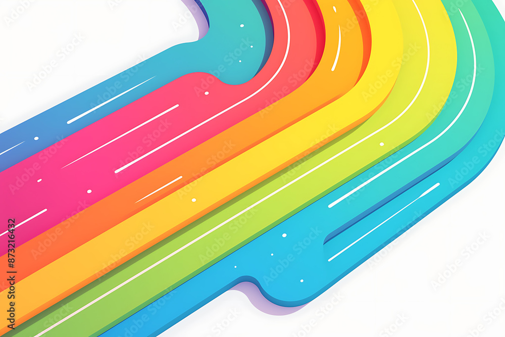 Cartoon rainbow rendered on a white background, featuring bright and ...