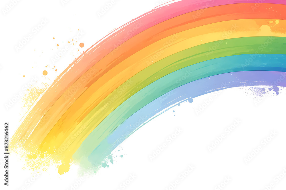 Cartoon rainbow rendered on a white background, featuring bright and ...