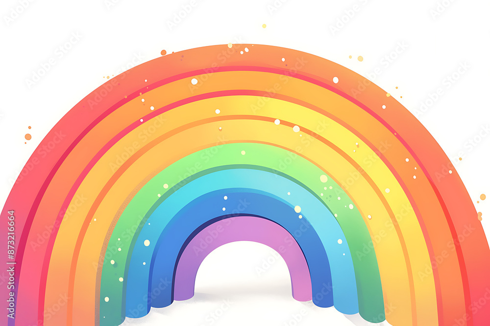 Cartoon rainbow rendered on a white background, featuring bright and ...