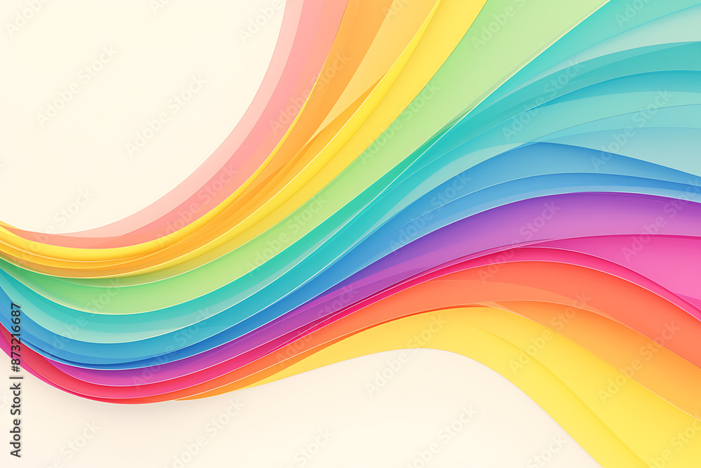 Cartoon rainbow rendered on a white background, featuring bright and ...
