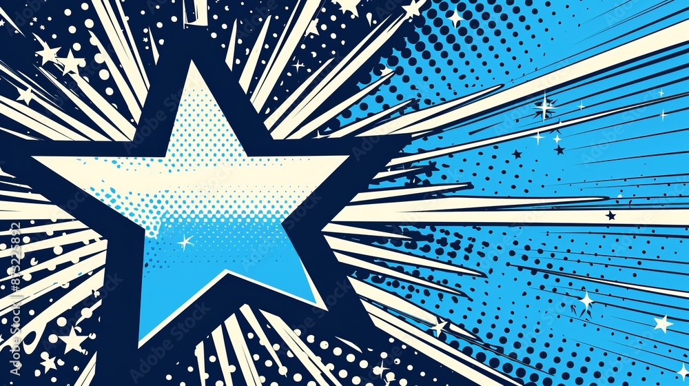 Halftone pop art background. Funny starburst design. Speech bubble with ...