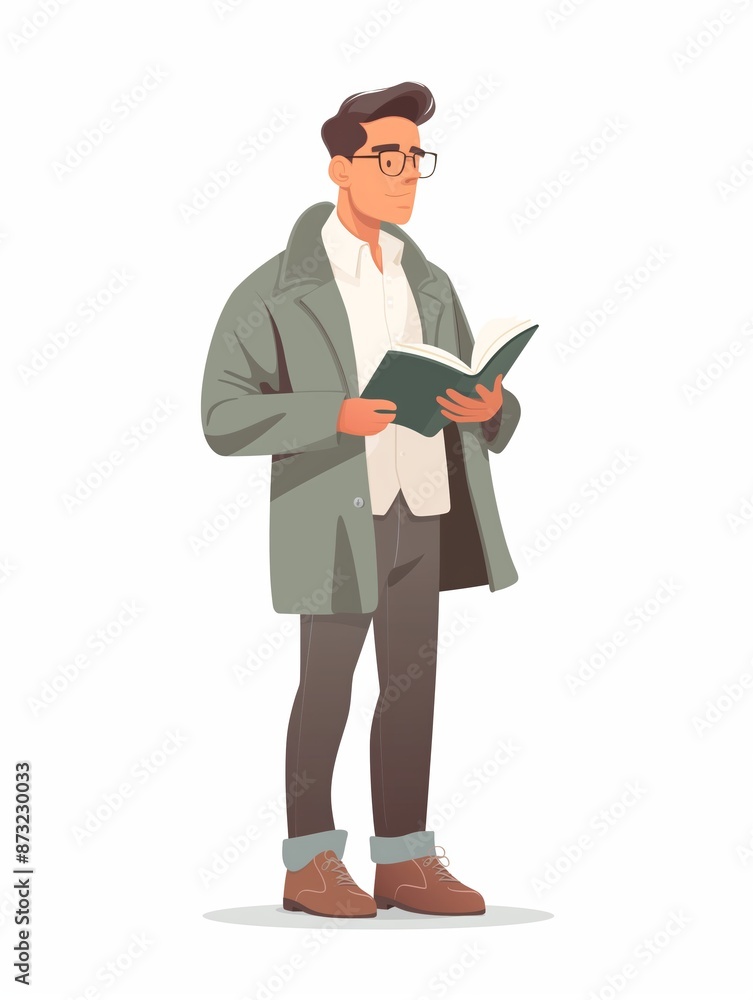 Librarian male, Full body character, Vector illustration, Clip art ...