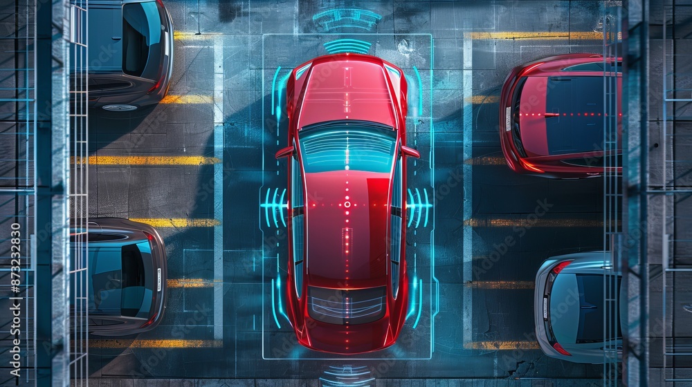 Parallel parking top view with a smart car parking assist system ...