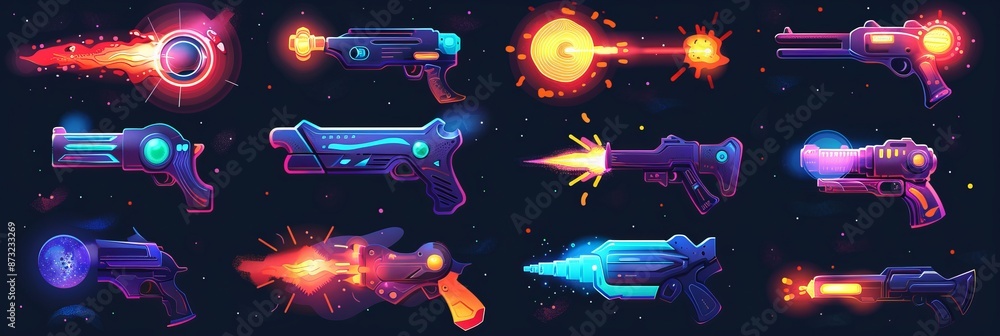 Space guns with plasmic beams and rays, explosions, and virtual reality ...