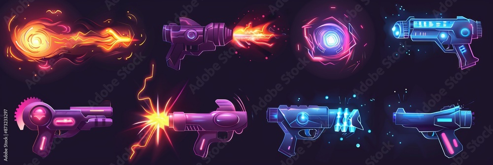 Space guns with plasmic beams and rays, explosions, and virtual reality ...