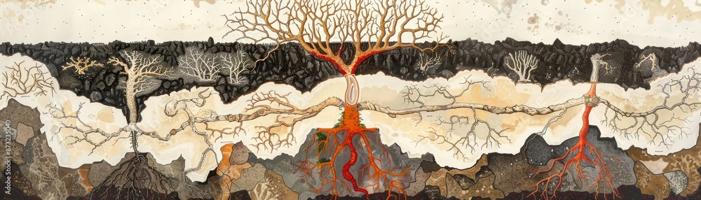 Detailed Cross-Section of Plant Anatomy Revealing Roots and Stem ...