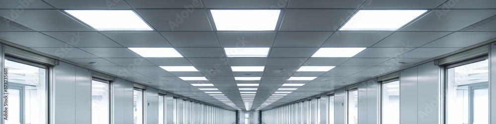 Grid Ceiling with Embedded Lighting Representing Energy Efficiency, Eco ...