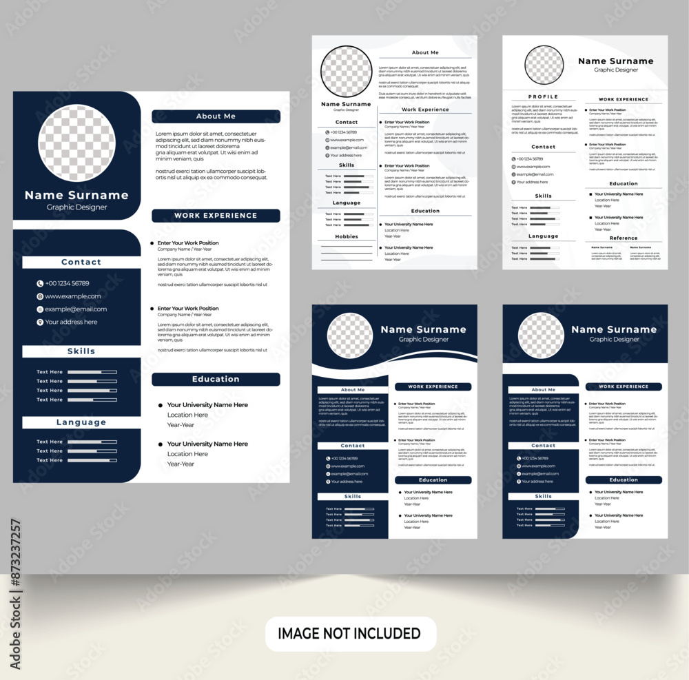 Office job application CV and resume template set vector. Modern resume ...