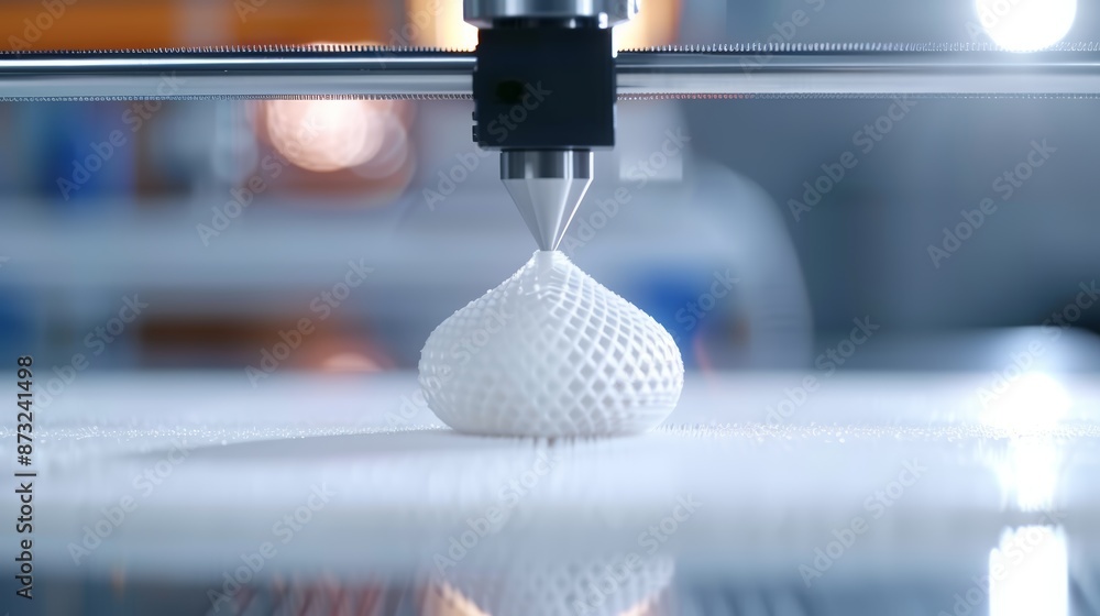 Innovative 3D printing machine creating a complex, organic structure ...