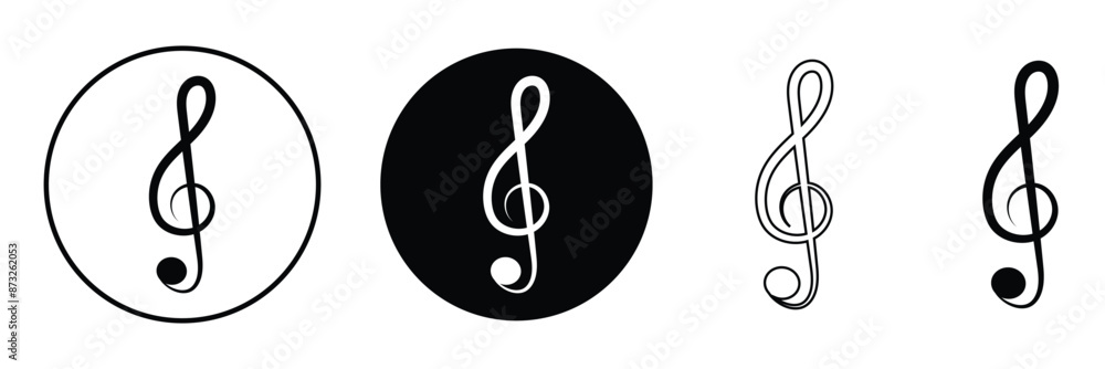 Music notes icons set. Black notes symbol on white background - stock ...