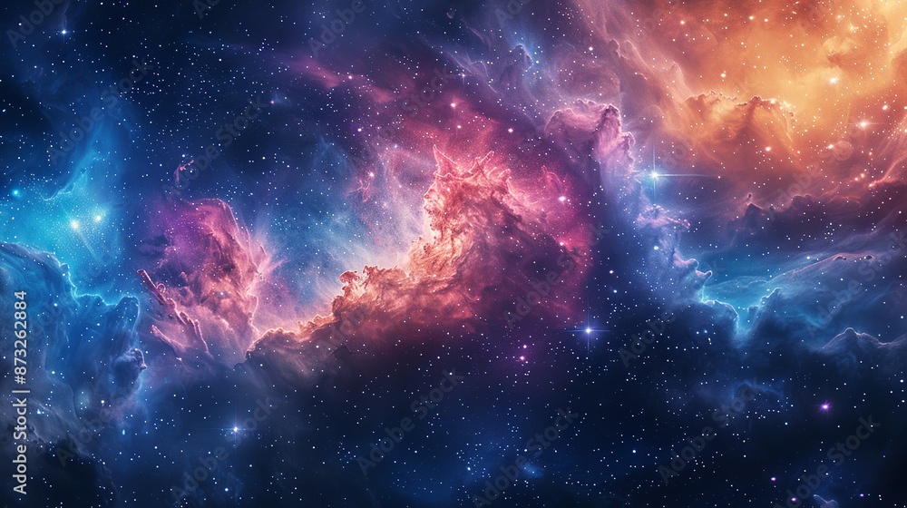 Watercolor galaxy background with stars and nebulae, perfect for cosmic ...